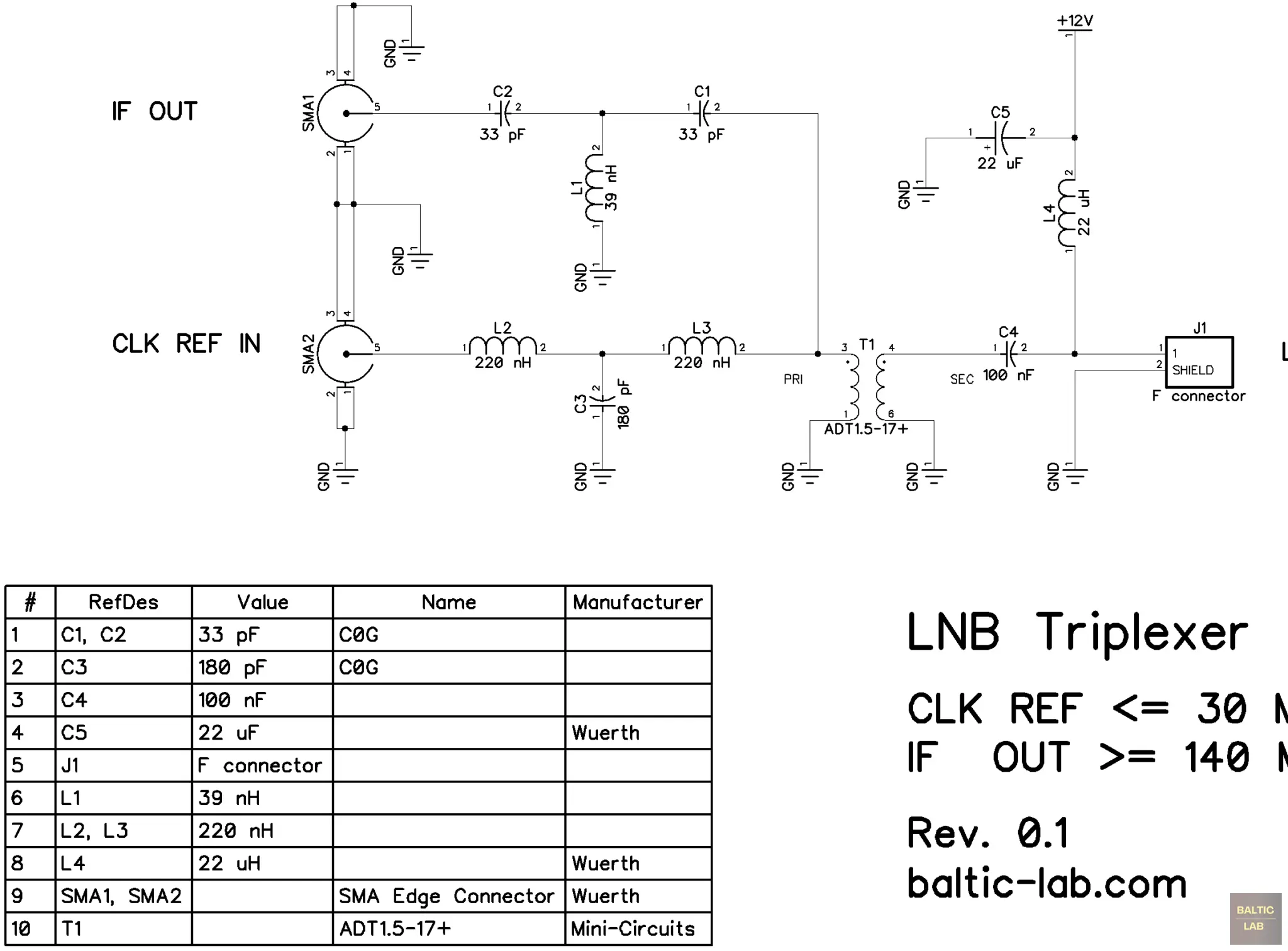Diplexer with integrated Bias-T (Triplexer) for QO-100 and X-band ...